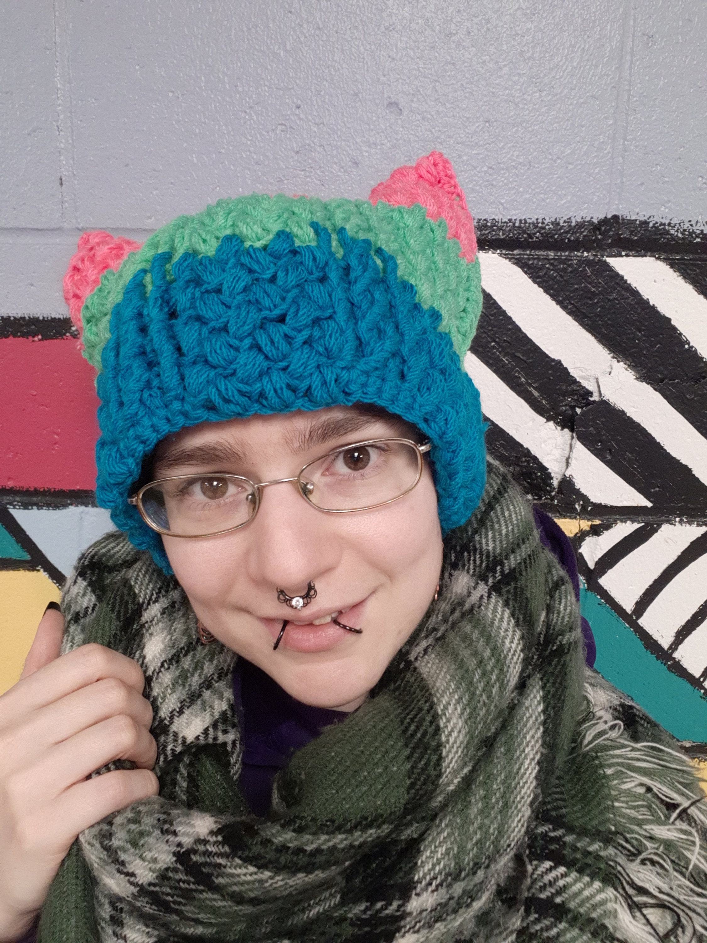 Pride Flag Hat, Cat Ear Beanie, Rainbow Stripe Hat, LGBTQIA Pride Hat ...