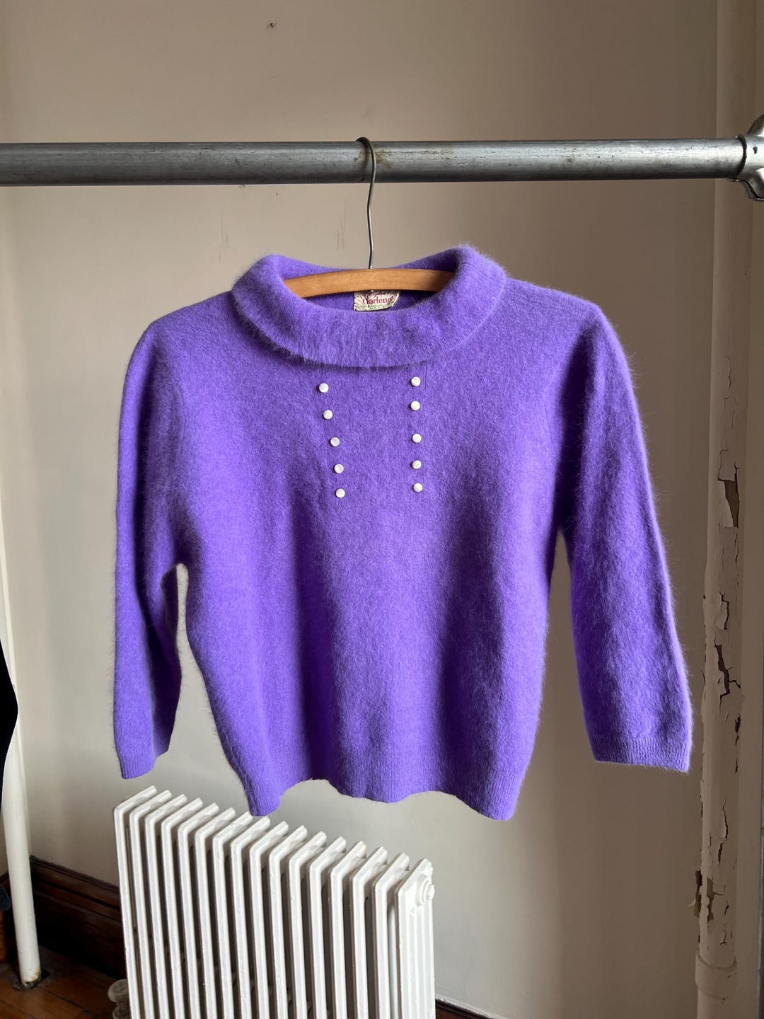 50’s Vintage Purple Angora Blend Collared Sweater - Etsy