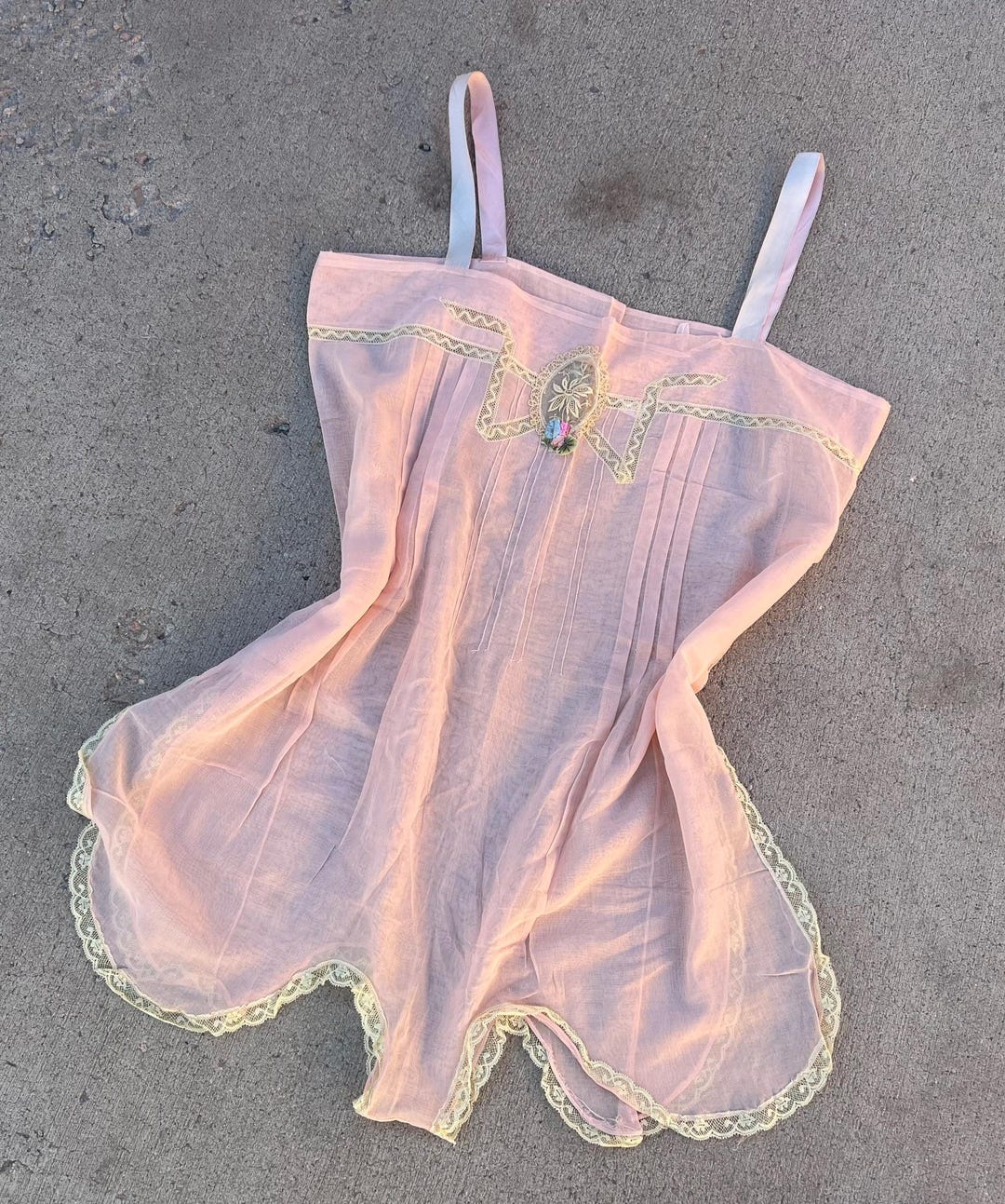 1920’s Vintage/antique Pink Chiffon and Lace Step in Teddy - Etsy