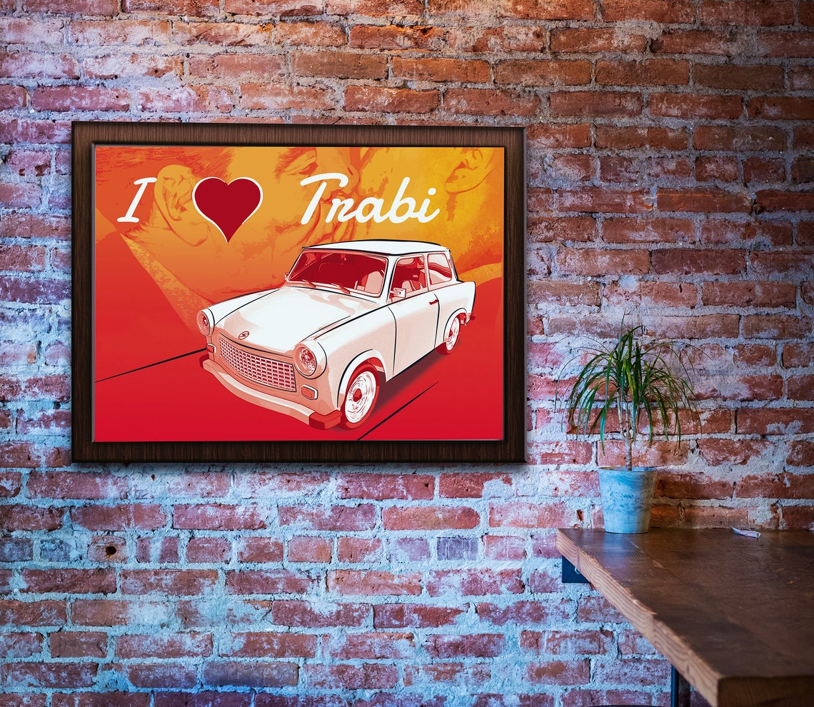 Printable Trabant Illustration "i Love Trabi" / Oldtimer Retro Car - Etsy