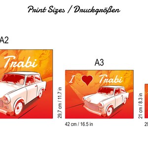Printable Trabant Illustration "i Love Trabi" / Oldtimer Retro Car - Etsy