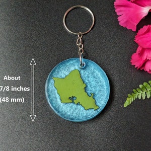 Oahu Island Hawaii State Keychain, Charming Blue Resin Hawaiian ...