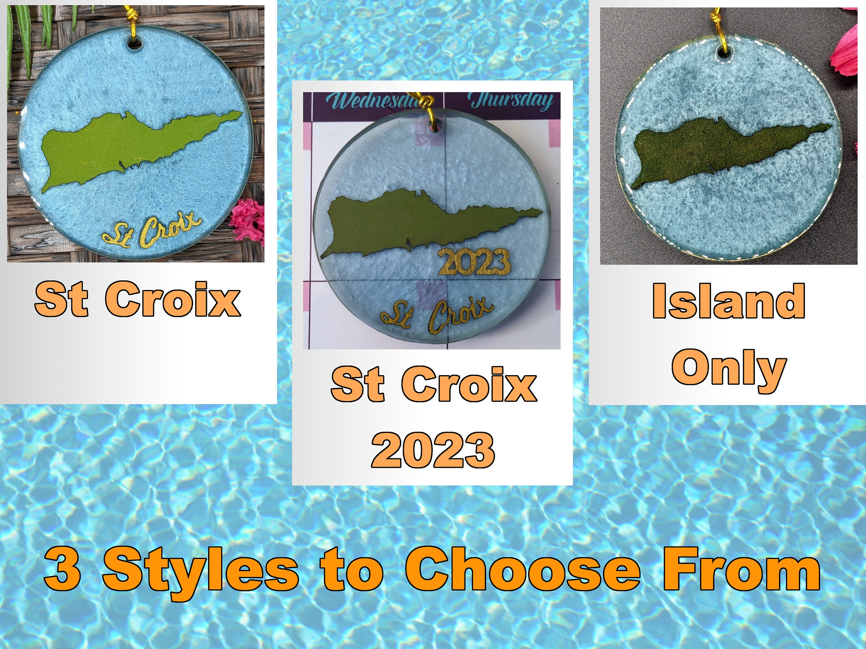 St. Croix USVI Resin Christmas Tree Ornament, Beautiful Island ...