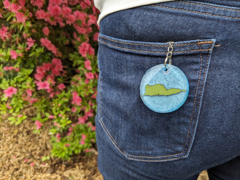 St. Croix USVI Map Keychain, Charming Caribbean Blue Resin Virgin ...