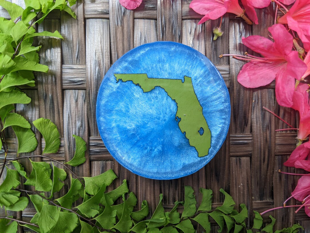 Florida Map Magnet, Cute Sunshine State Blue Resin Vacation Souvenir ...