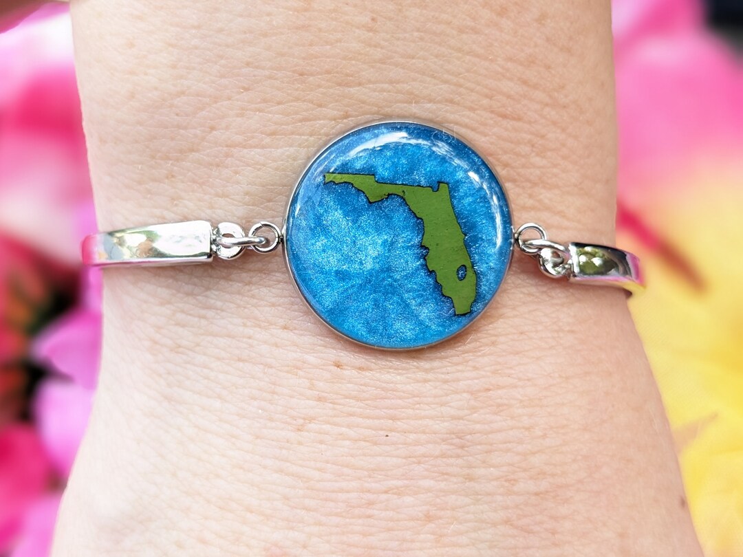Florida Bracelet, Stunning Resin Silver Jewelry, Sunshine State ...