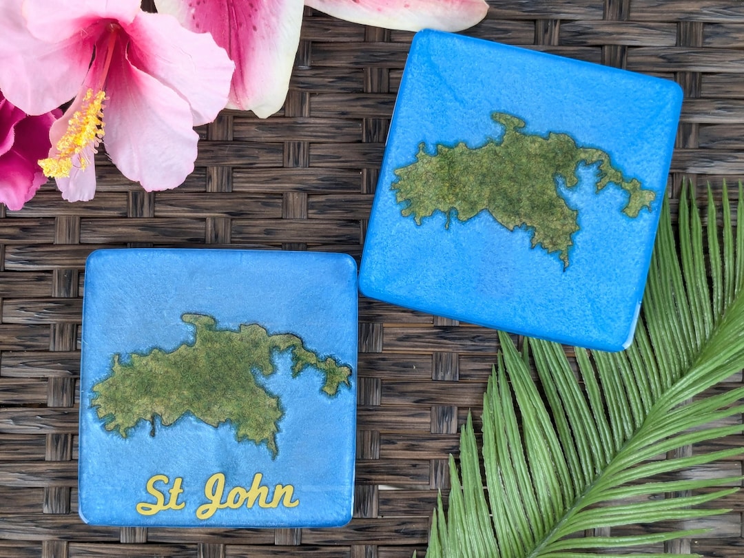 St John USVI Coasters (set of 4), Virgin Islands Souvenir, Vacation ...