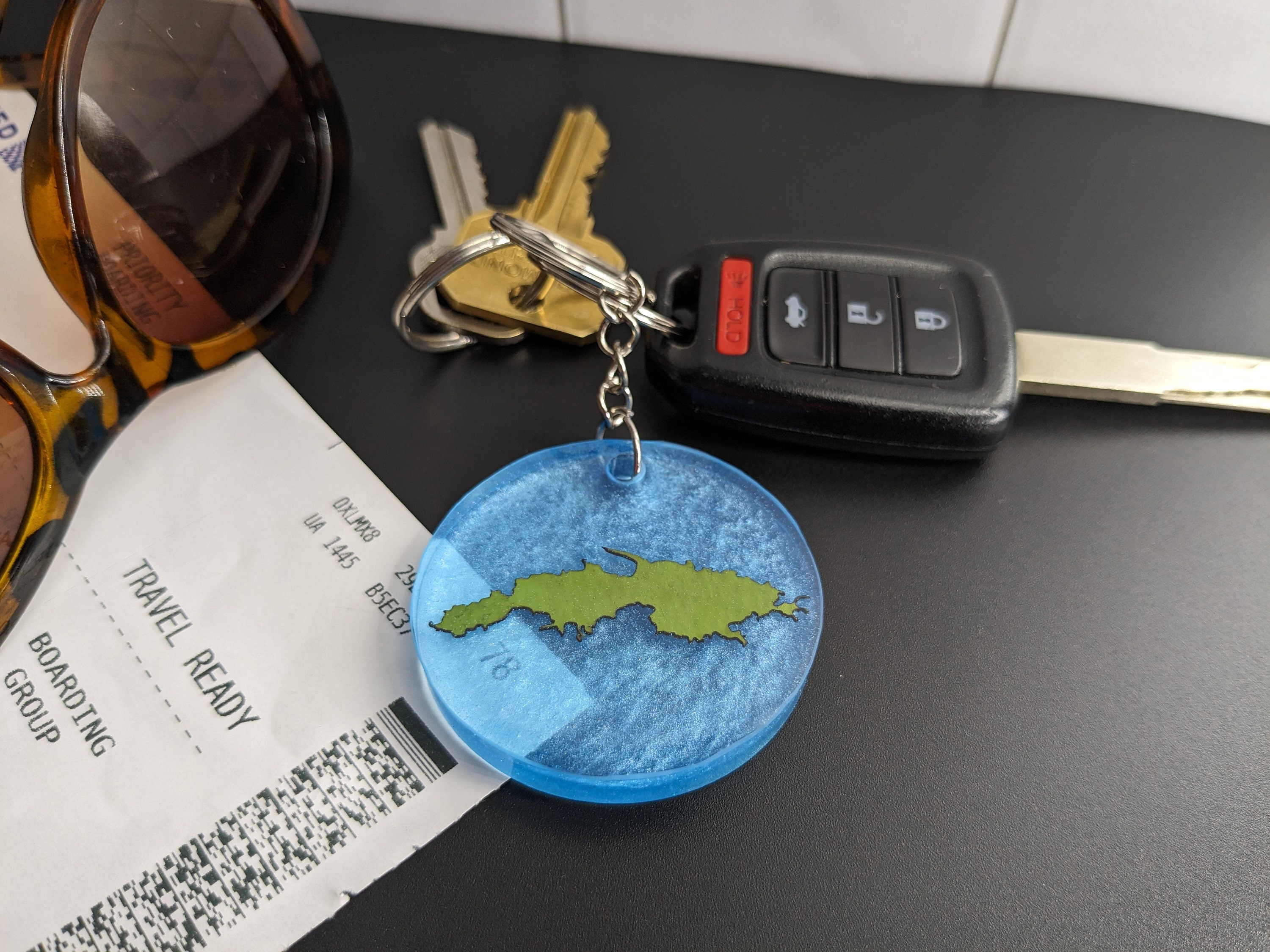 St. Thomas USVI Map Keychain, Charming Caribbean Blue Resin Virgin ...