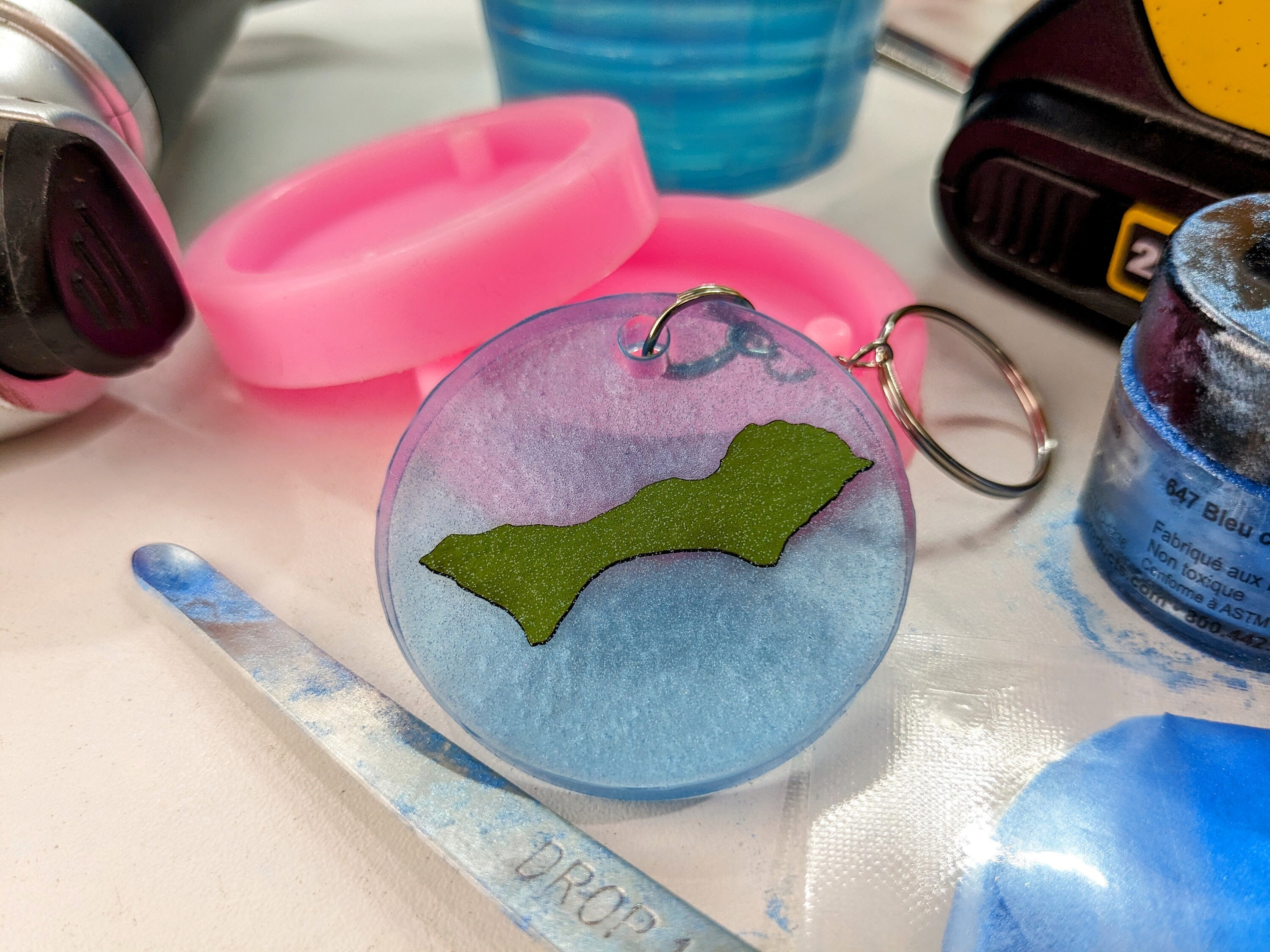 Lovango Cay USVI Map Keychain, Charming Caribbean Blue Resin Virgin ...