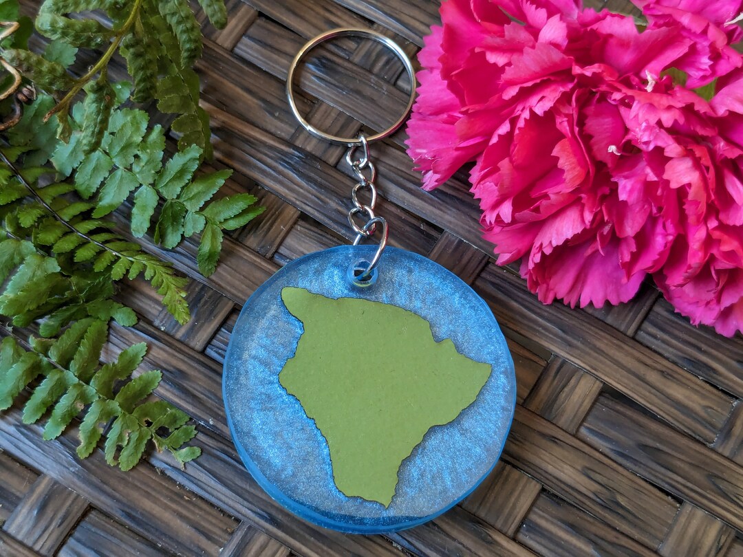 Big Island Hawaii Keychain, Charming Blue Resin Hawaiian Vacation ...