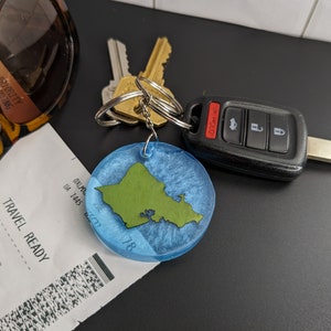 Oahu Island Hawaii State Keychain, Charming Blue Resin Hawaiian ...