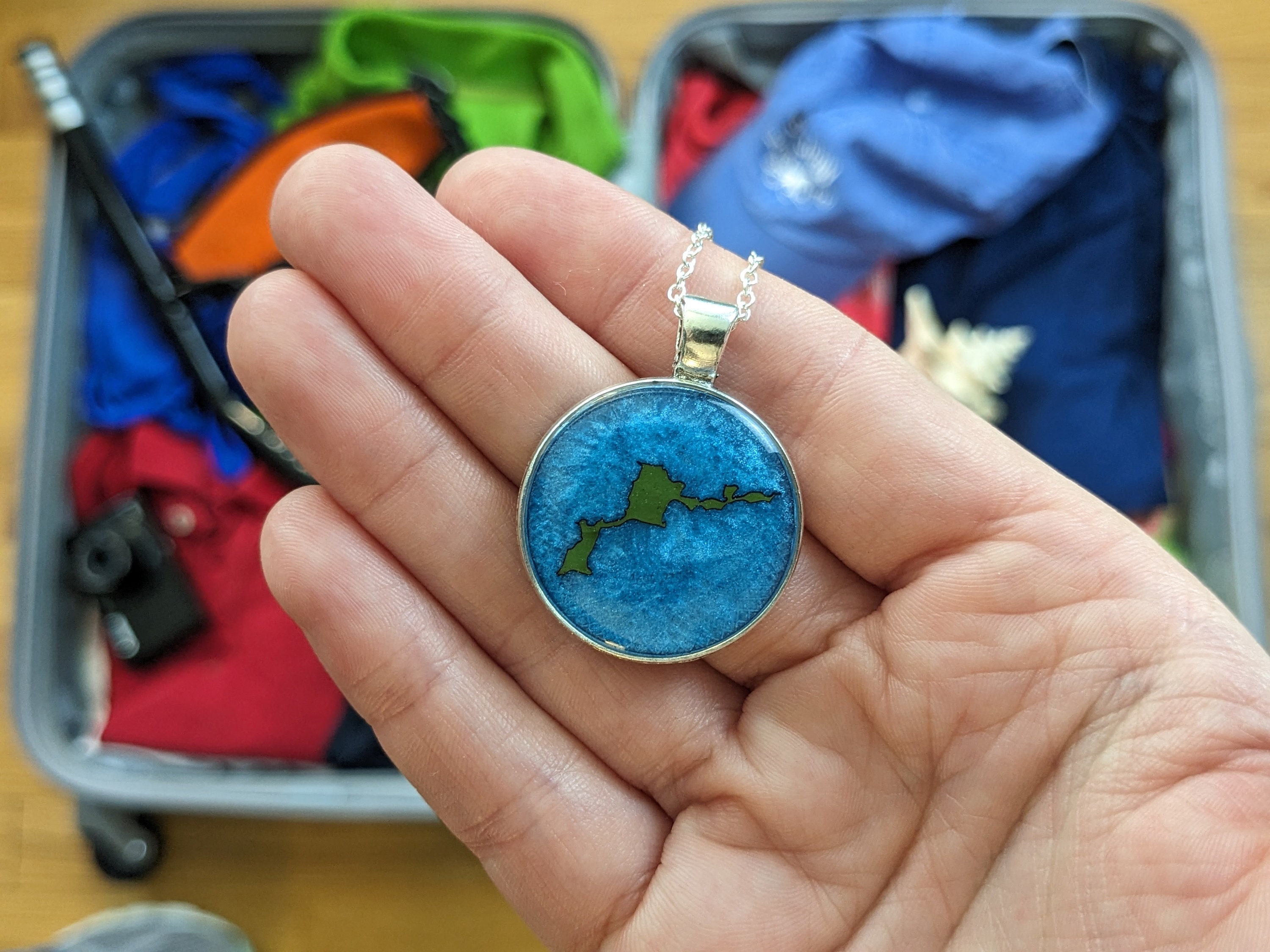 Virgin Gorda BVI Necklace, Gorgeous Resin Silver Pendant Jewelry ...
