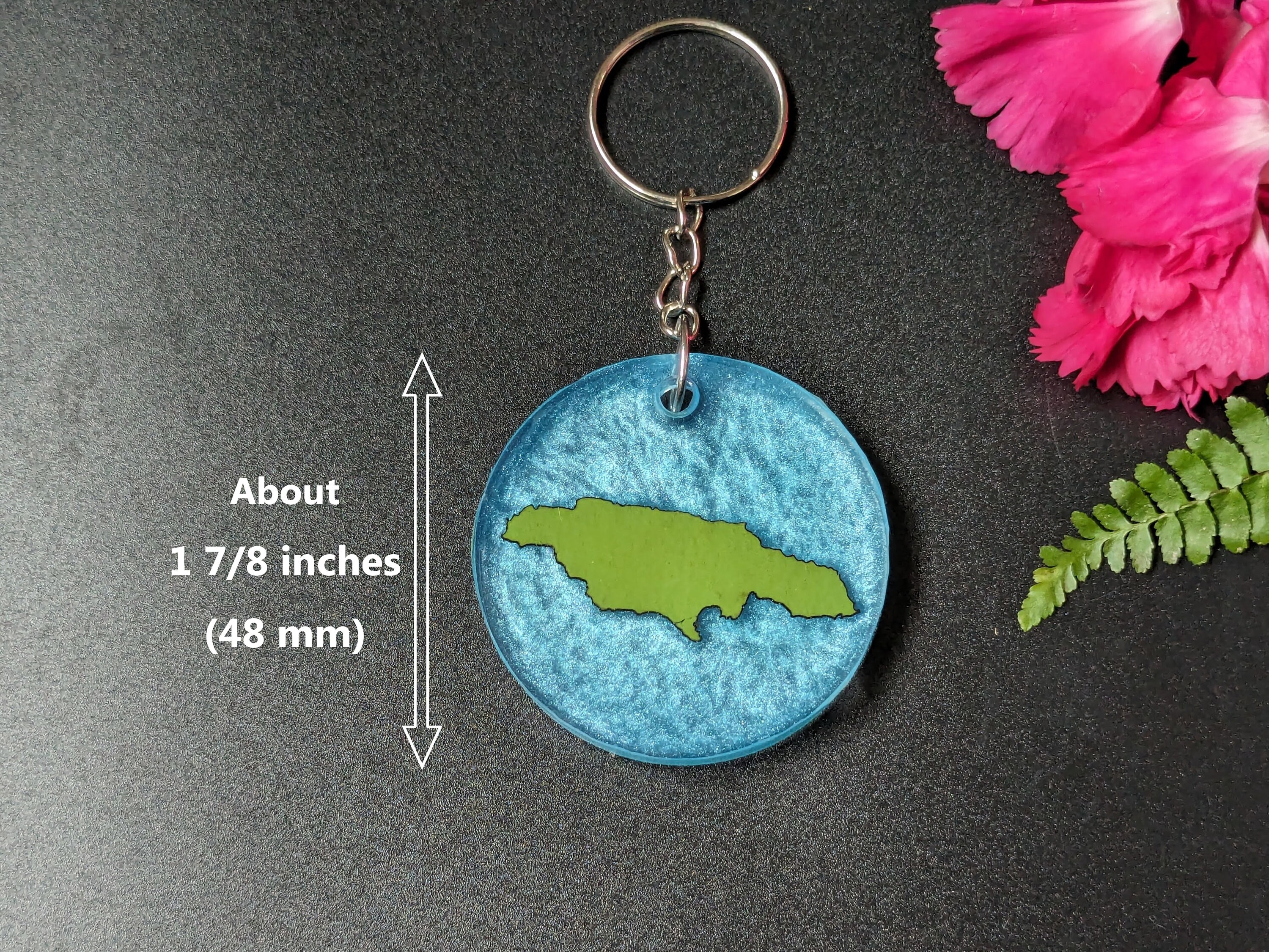 Jamaica Island Keychain, Charming Caribbean Blue Resin Jamaican ...