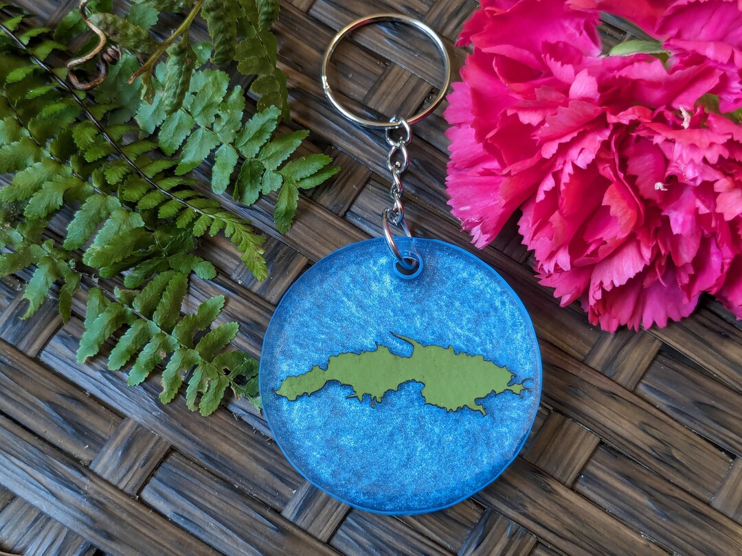 St. Thomas USVI Map Keychain, Charming Caribbean Blue Resin Virgin ...
