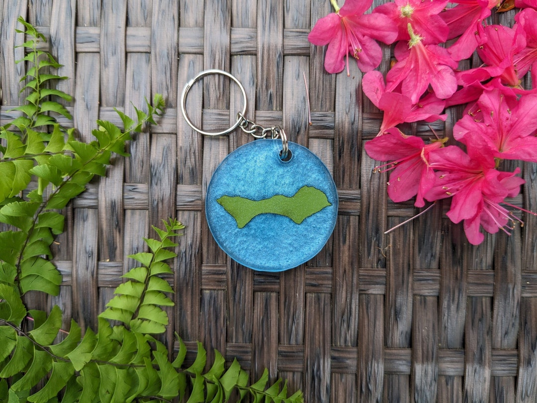 Lovango Cay USVI Map Keychain, Charming Caribbean Blue Resin Virgin ...