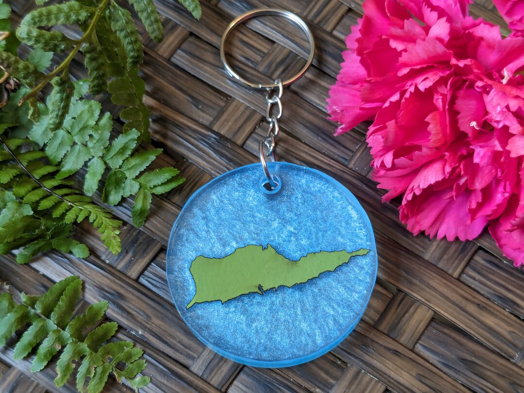 St. Croix USVI Map Keychain, Charming Caribbean Blue Resin Virgin ...