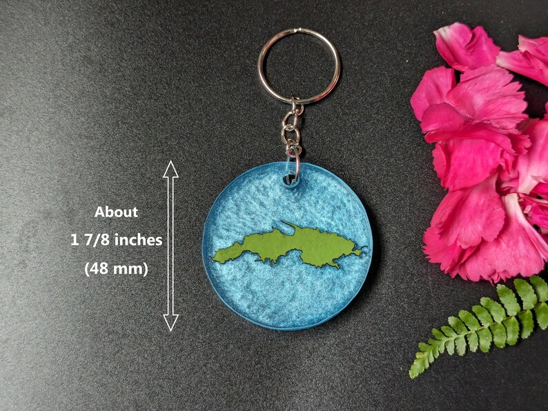 St. Thomas USVI Map Keychain, Charming Caribbean Blue Resin Virgin ...