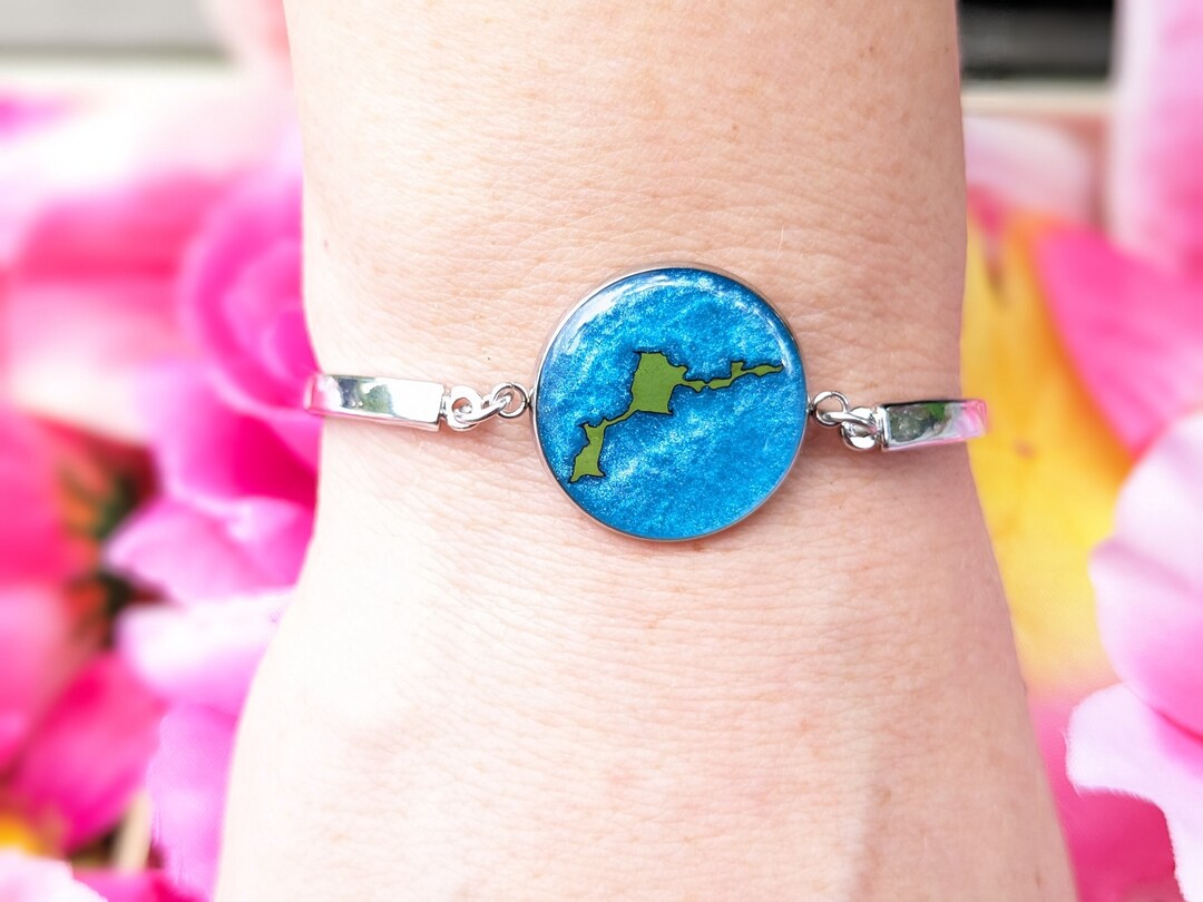 Virgin Gorda BVI Bracelet, Stunning Resin Silver Jewelry, British ...