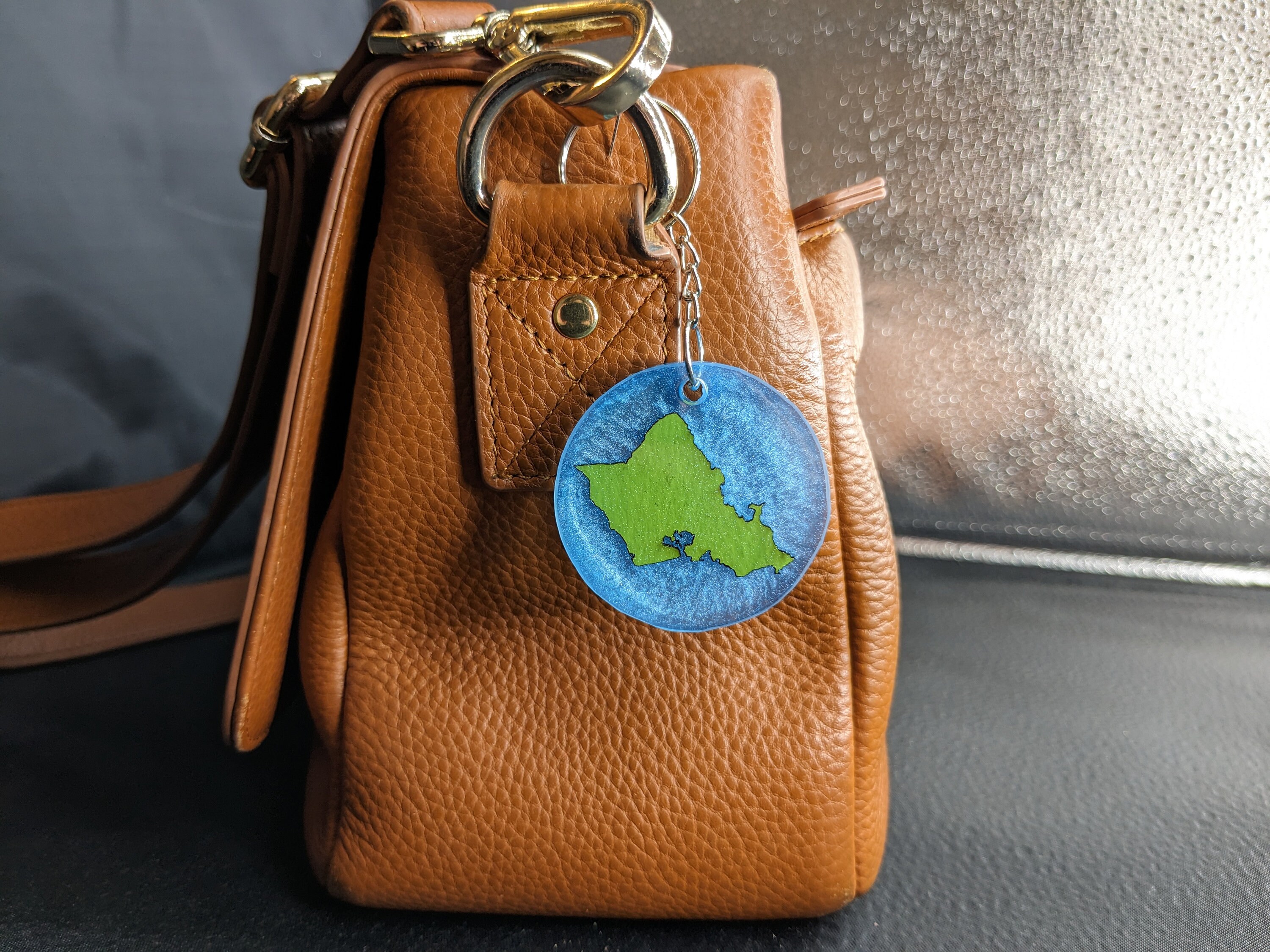 Oahu Island Hawaii State Keychain, Charming Blue Resin Hawaiian ...