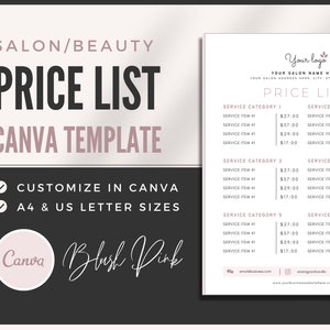 Black Price List Template Editable Price Sheet Small - Etsy Canada