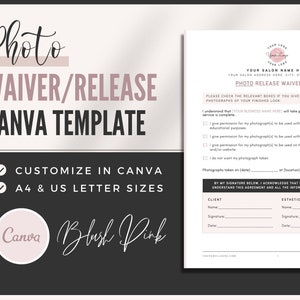 Photo or Video Release Form | Photo Waiver | Editable Canva Template ...