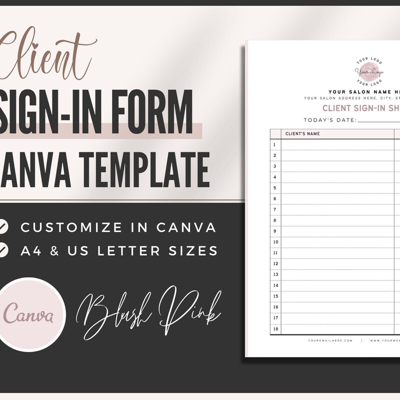Salon Sign in Sheet - Etsy
