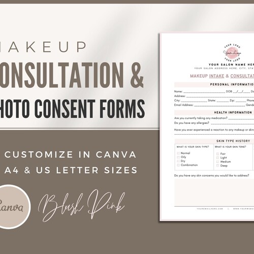 Makeup Artist Forms Client Intake Form Client Record Cards - Etsy Canada