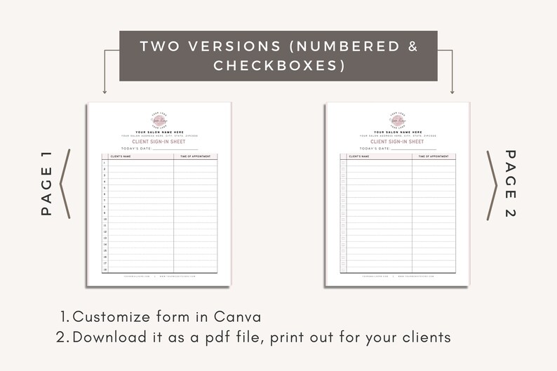 Client Sign-in Sheet | Editable Canva Templates | Office Client Check ...