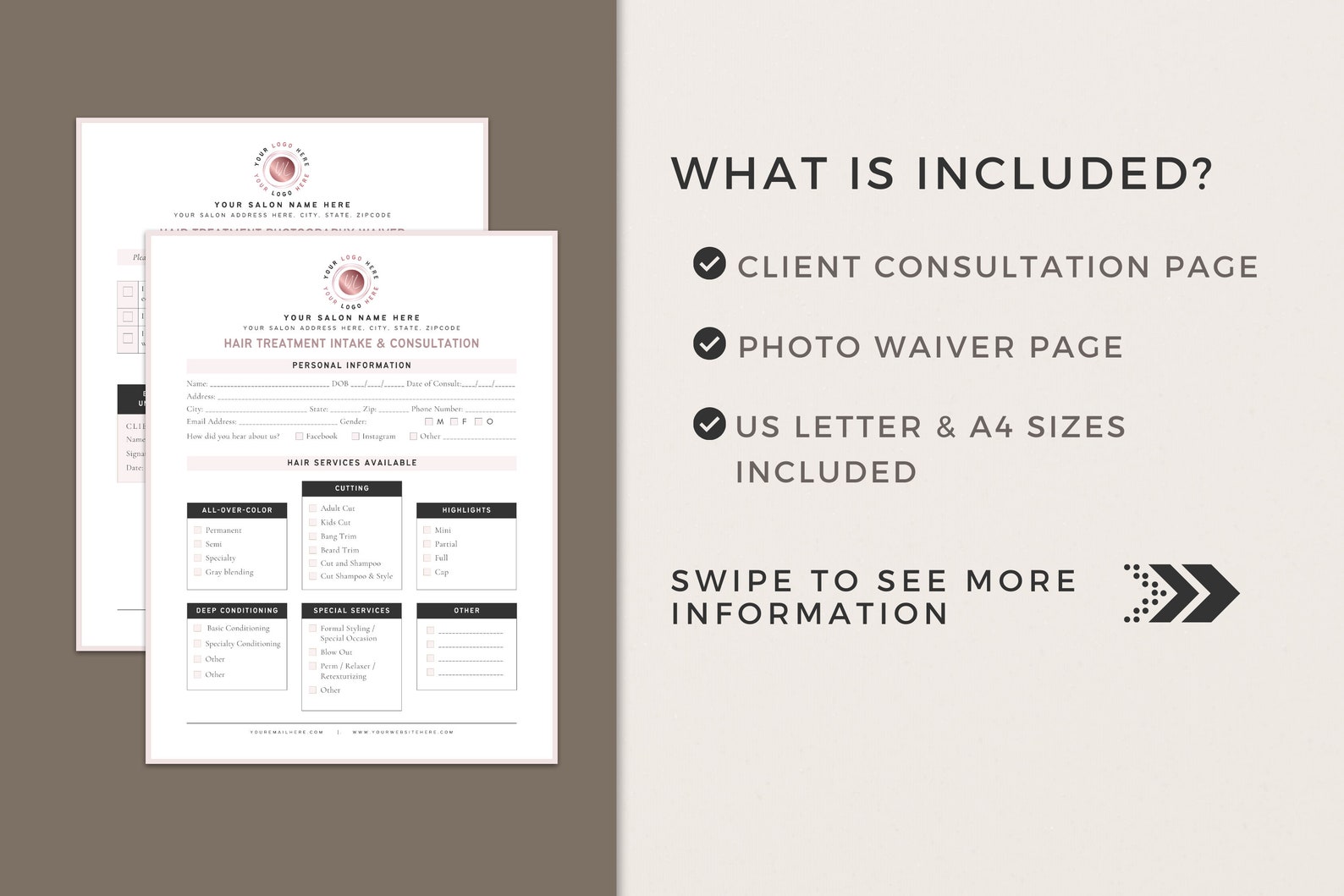 Hair Treatment Consultation Form: Salon Intake Template (canva Editable ...