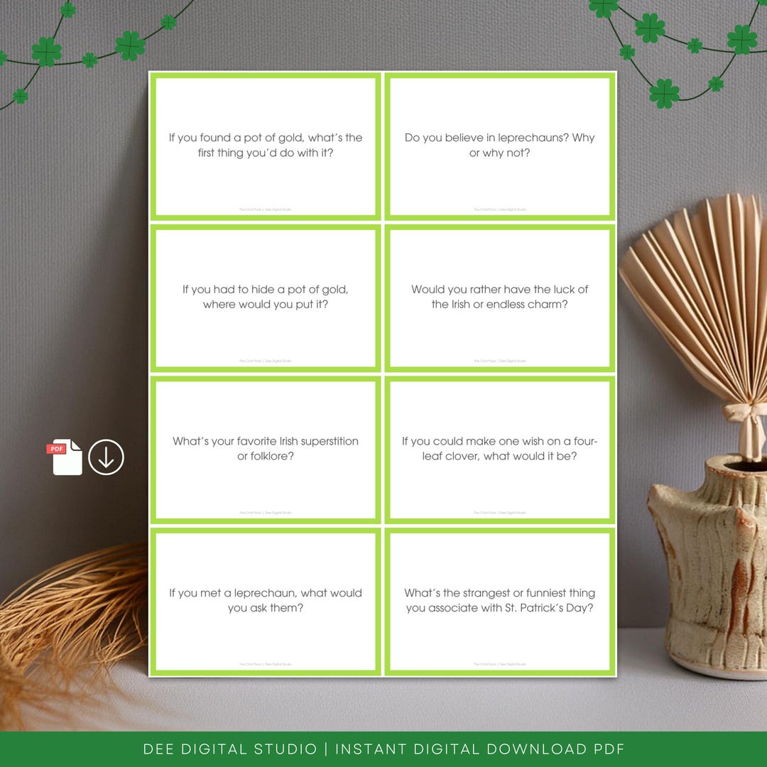 Saint Patrick’s Day Themed Conversation Starter Cards, Icebreaker ...