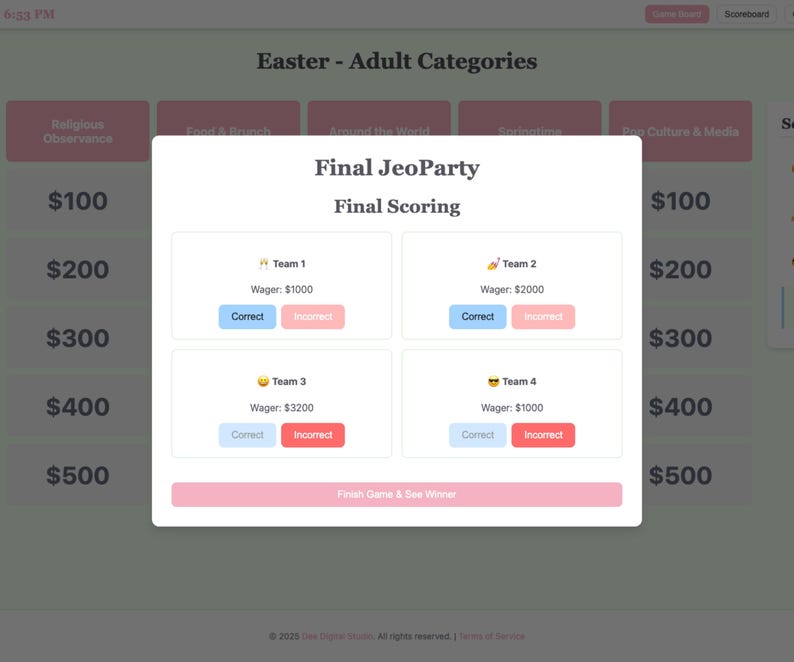Easter Jeopardy Game, Digital Trivia Game, Spring Party Activity ...
