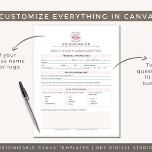 Makeup Consultation & Photo Consent Form | Makeup Artist | Makeup Canva ...