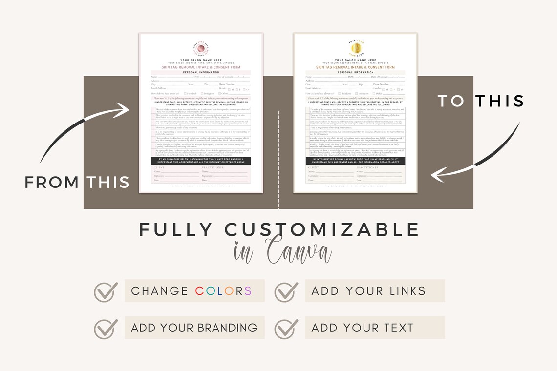 Skin Tag Removal Intake Form Canva Templates Consultation Form Skin Tag ...