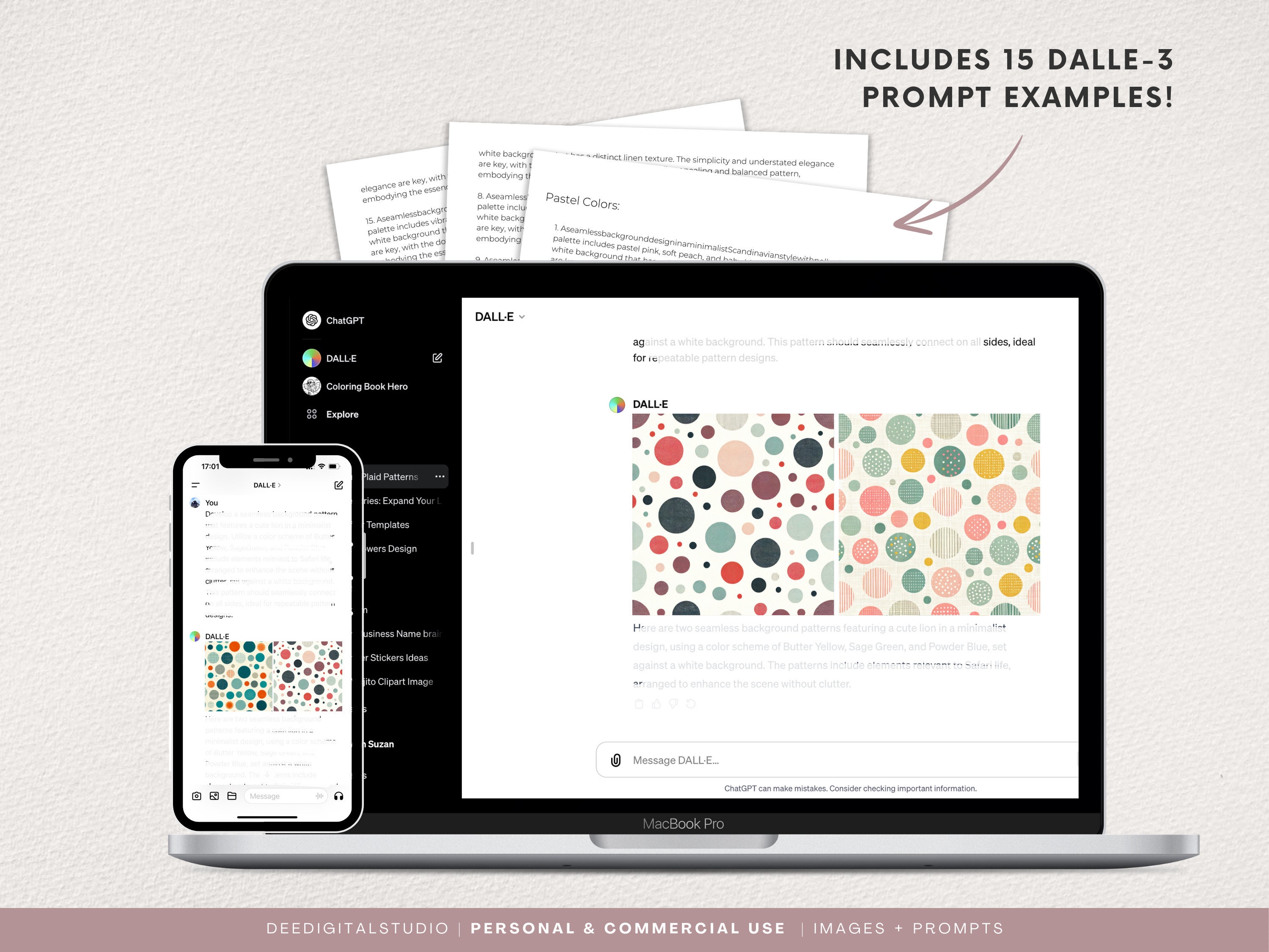 DALLE 3 Prompt Guide for Polka Dot Digital Pattern, Digital Scrapbook ...
