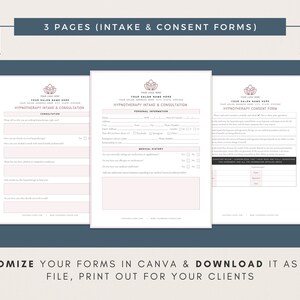 Hypnotherapy Intake | Canva Templates | Hypnotherapy Consent Form ...