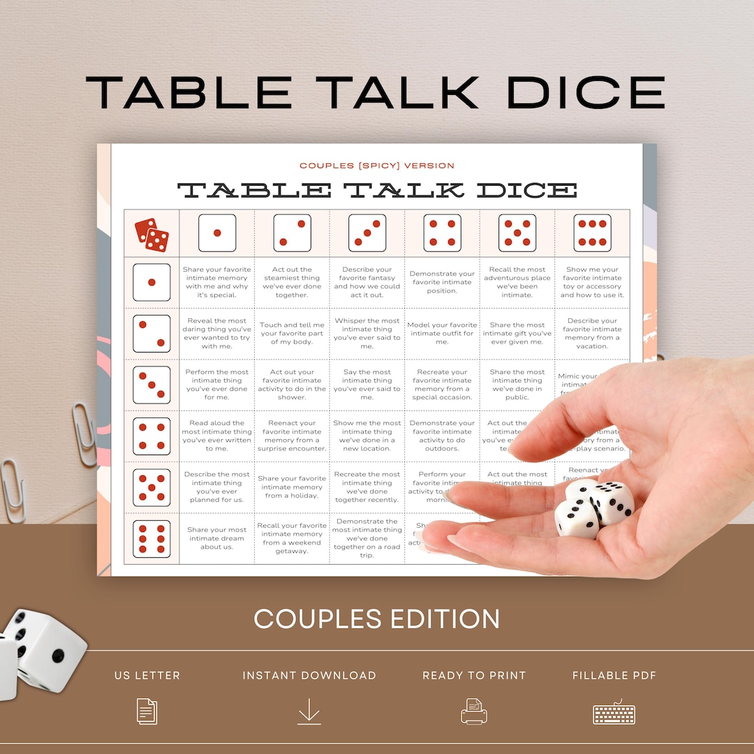 Spicy Table Talk Dice Game for Couples (printable PDF) - Etsy
