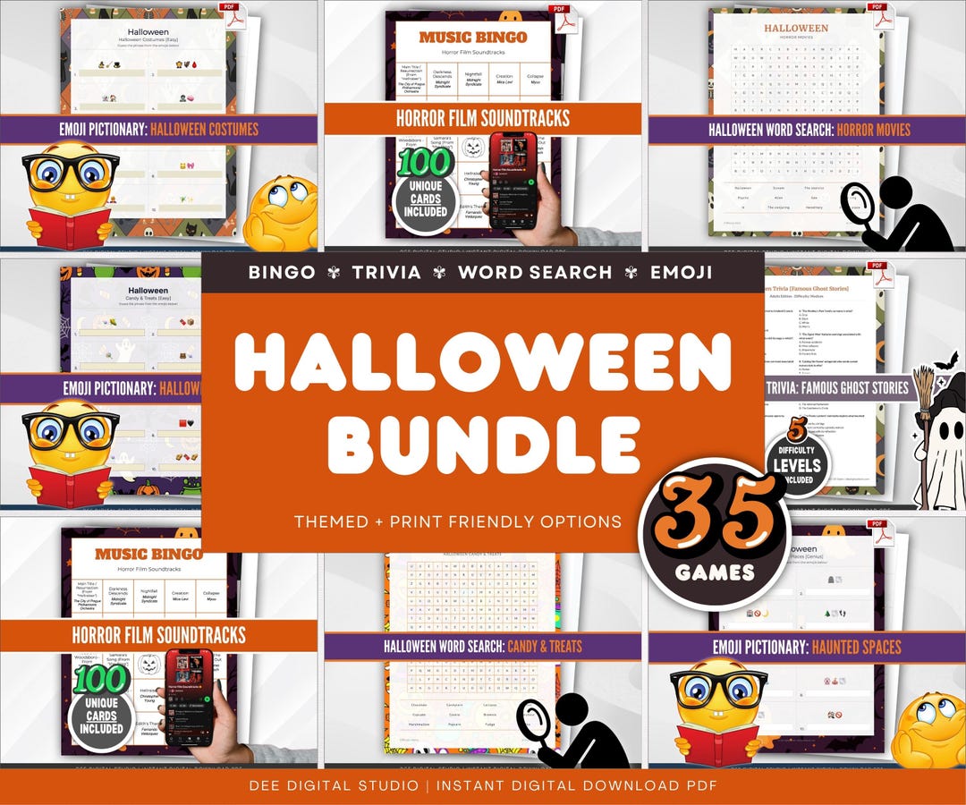 Halloween Game Bundle | Bingo, Trivia, Word Search (digital Download ...