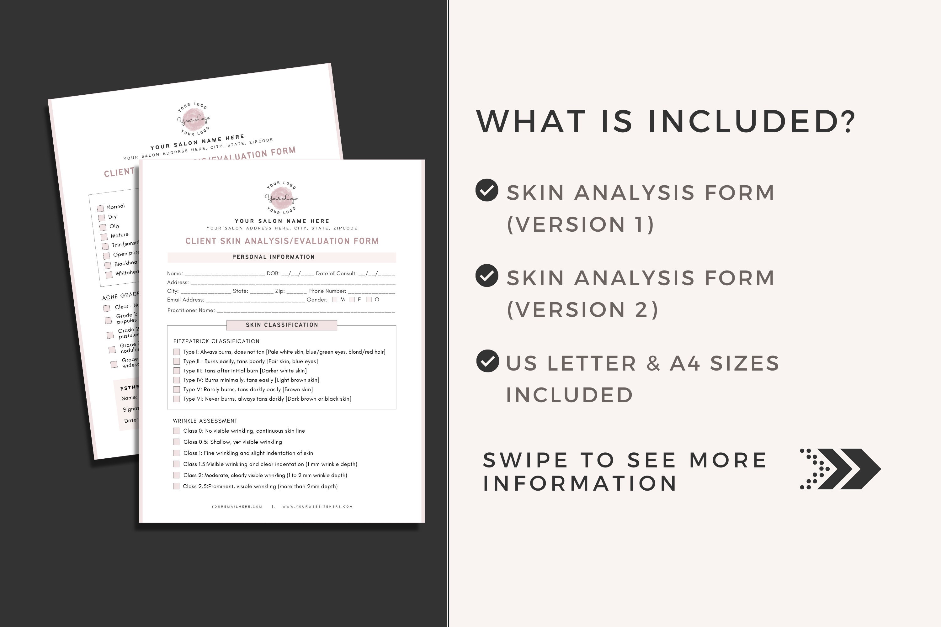 Client Skin Analysis | Skincare Plan | Editable Canva Template | Salon ...