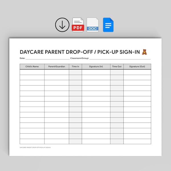 Pick up Log Sheet Template - Etsy