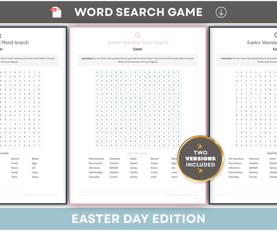 Easter Themed Word Search Game | Instant Download Printable | Kids ...