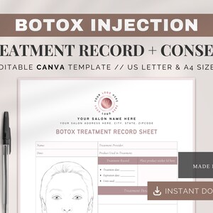 Botox Injection Treatment Record Form | Canva Templates | Salon ...