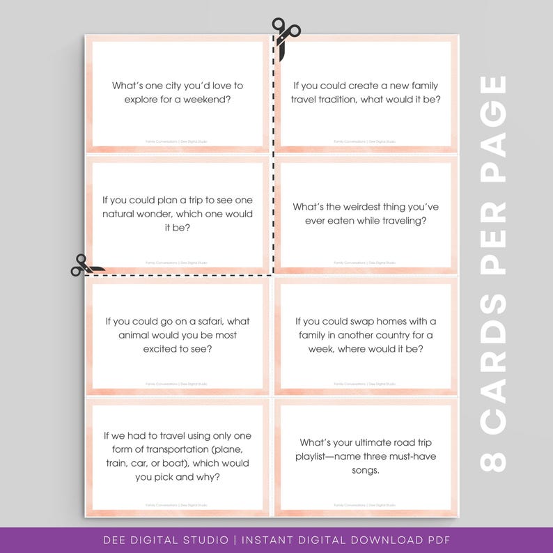 Family Icebreaker Cards: 120 Conversation Starters (digital Download ...