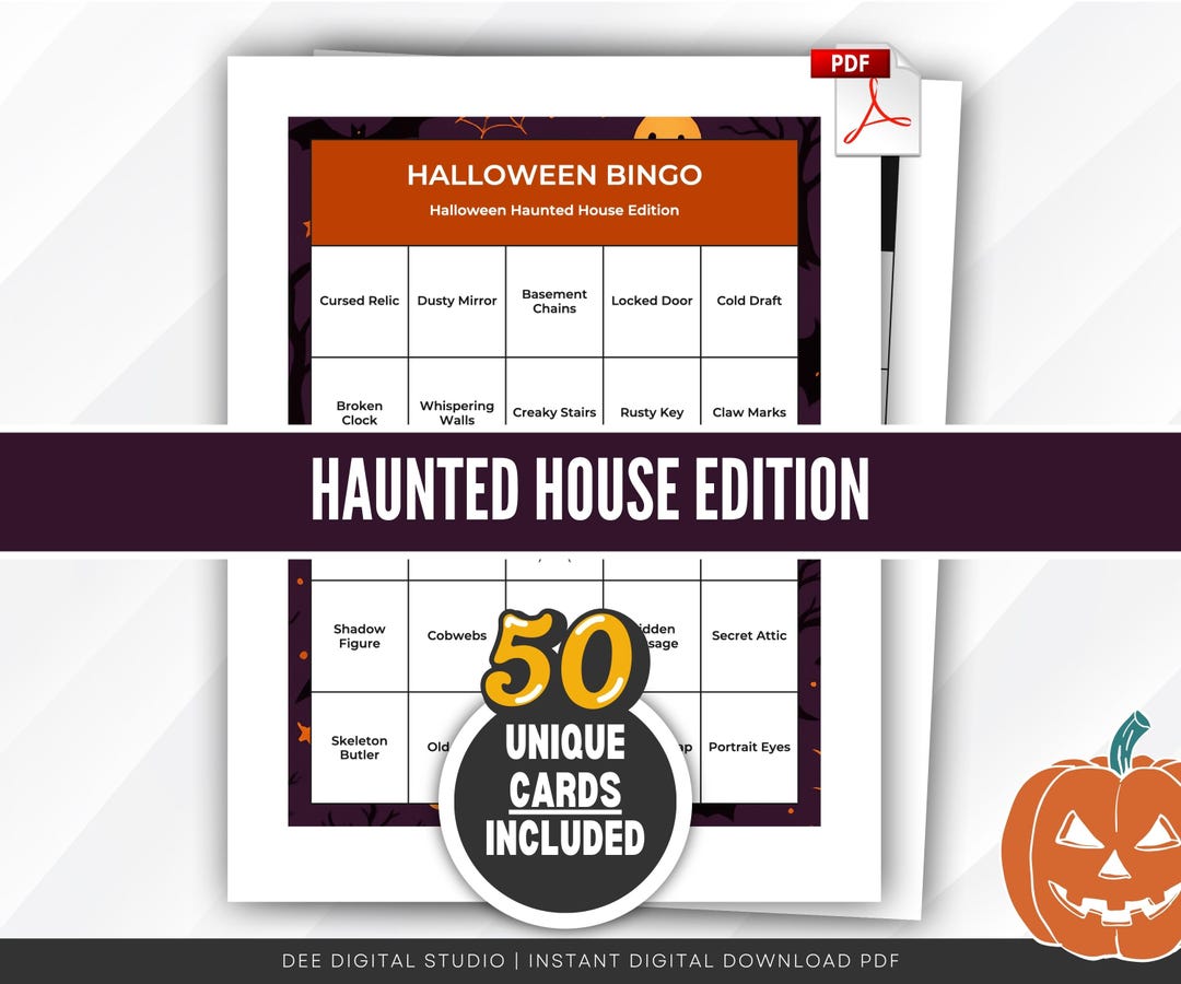 Haunted House Halloween Bingo Game | Printable Party Fun | Instant ...