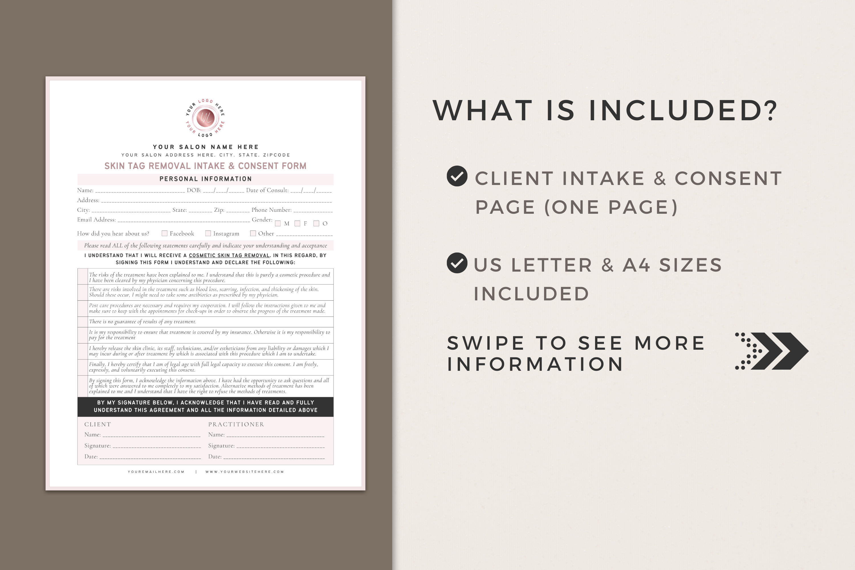 Skin Tag Removal Intake Form Canva Templates Consultation Form Skin Tag ...