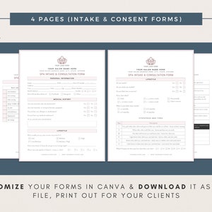 Spa Intake | Canva Templates | Med Spa Consent Form | Spa Consultation ...