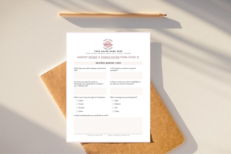 Makeup Consultation & Photo Consent Form: Canva Template (digital ...