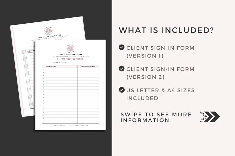 Client Sign-in Sheet | Editable Canva Templates | Office Client Check ...