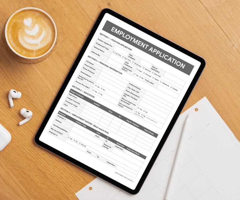 Employment Application Form, Editable HR Hiring Template (google Docs ...