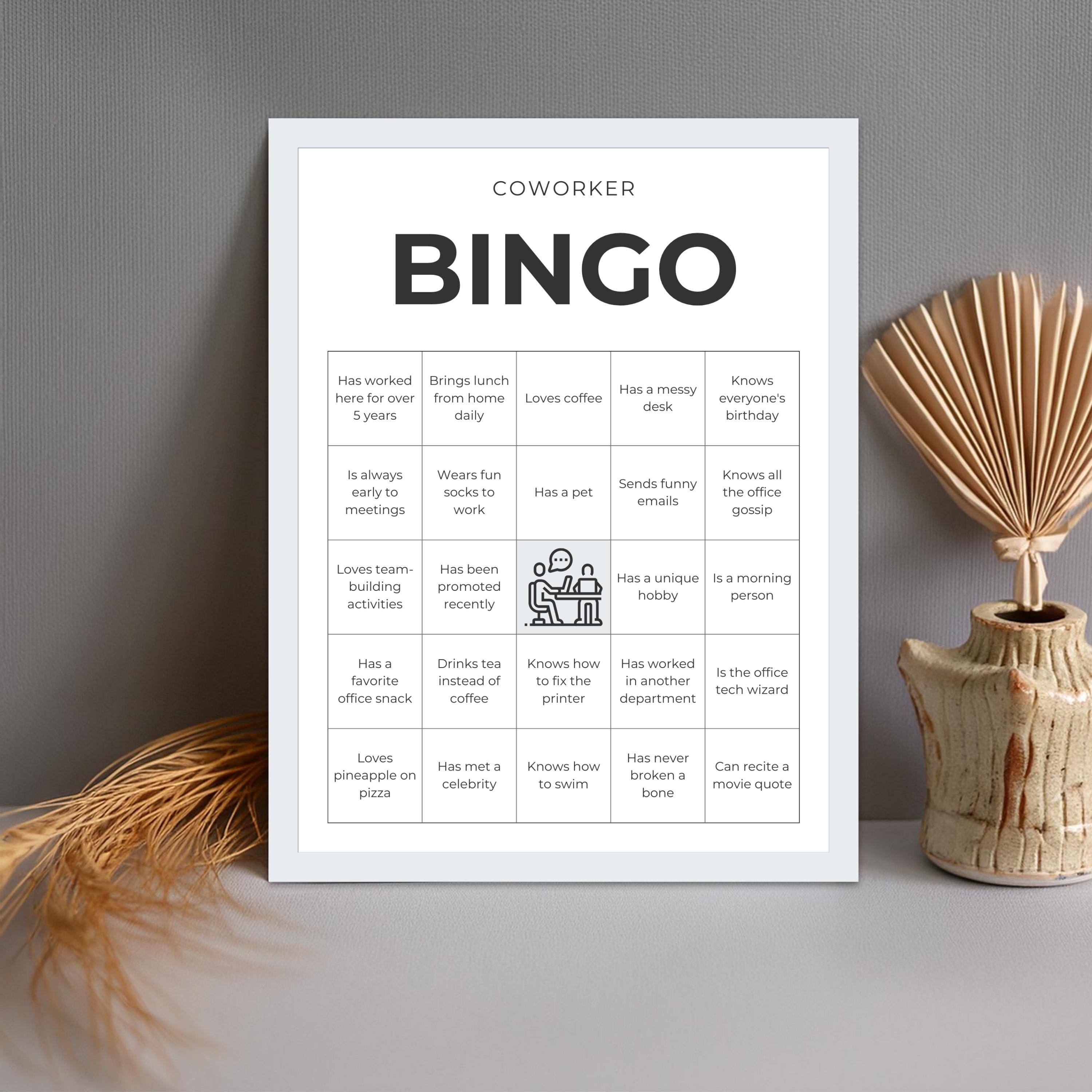 Coworker Bingo Card, Coworker Party, Instant Download PDF File ...