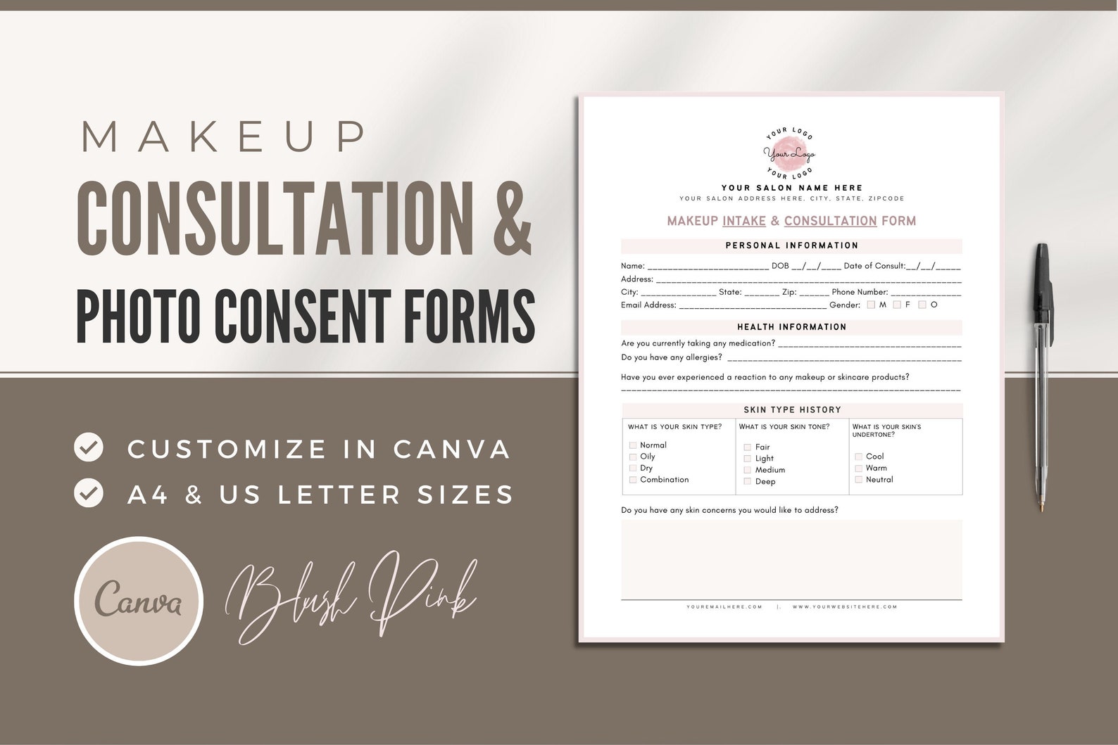 Makeup Consultation & Photo Consent Form Makeup Artist - Etsy
